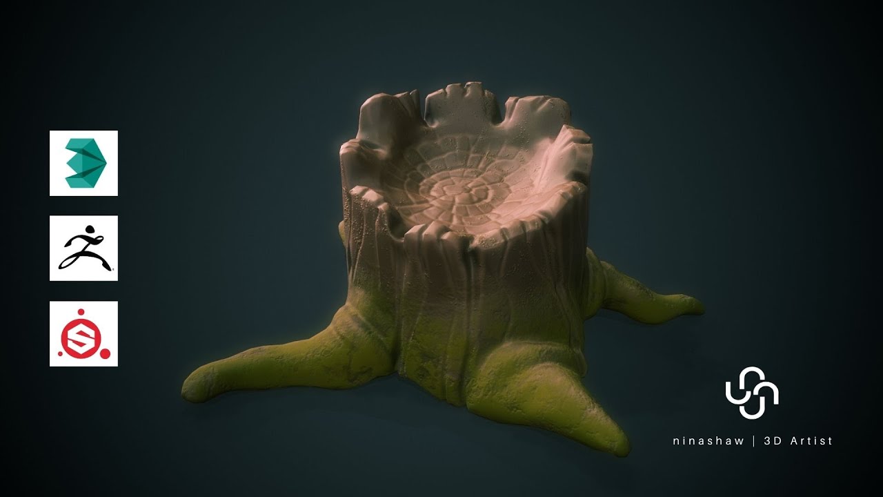 TIMELAPSE | Game Asset Stylized Stump | 3dsMax/Zbrush/Painter