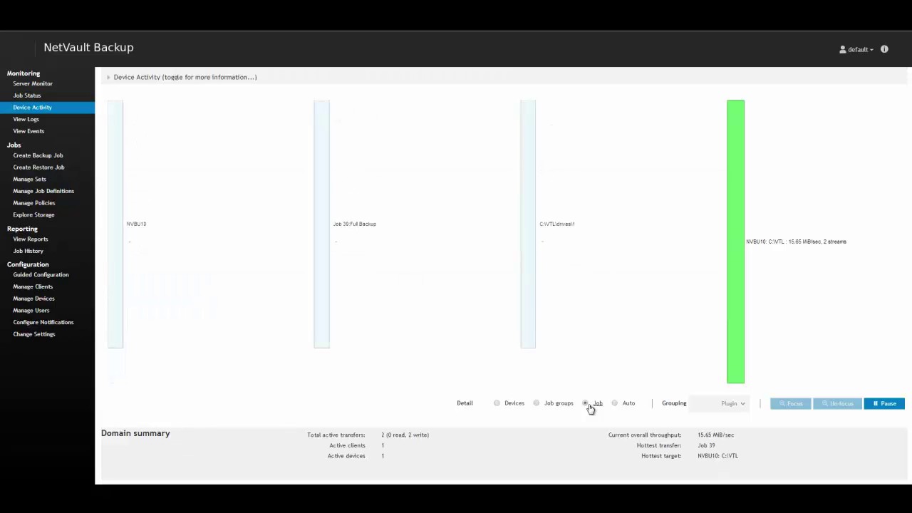 NetVault Backup 10 – Device Activity