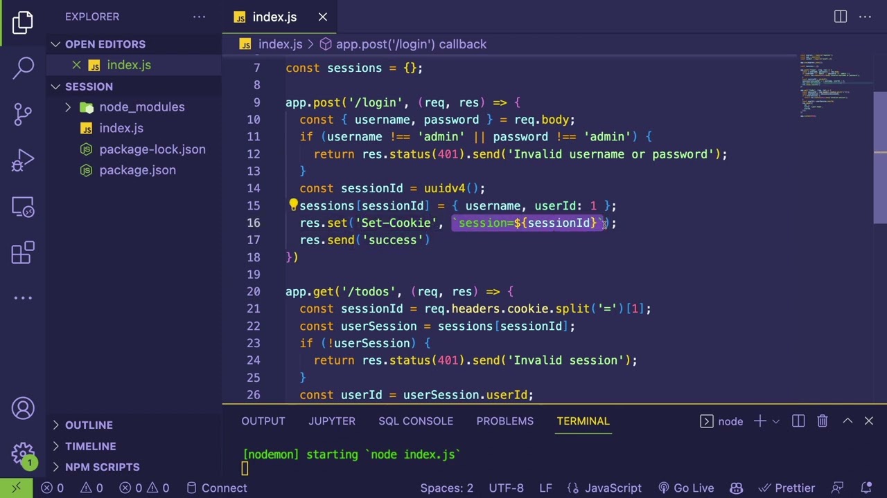 How do server side authentication sessions work (express & cookies)