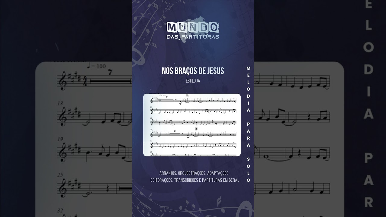 🎺 Partitura Melódica Nos Braços de Jesus - Estilo JA #partitura #partituras #music #saxophone