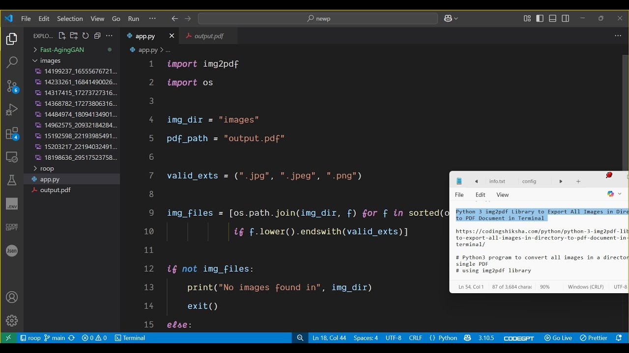 Python 3 img2pdf Library to Export All Images in Directory to PDF Document in Terminal