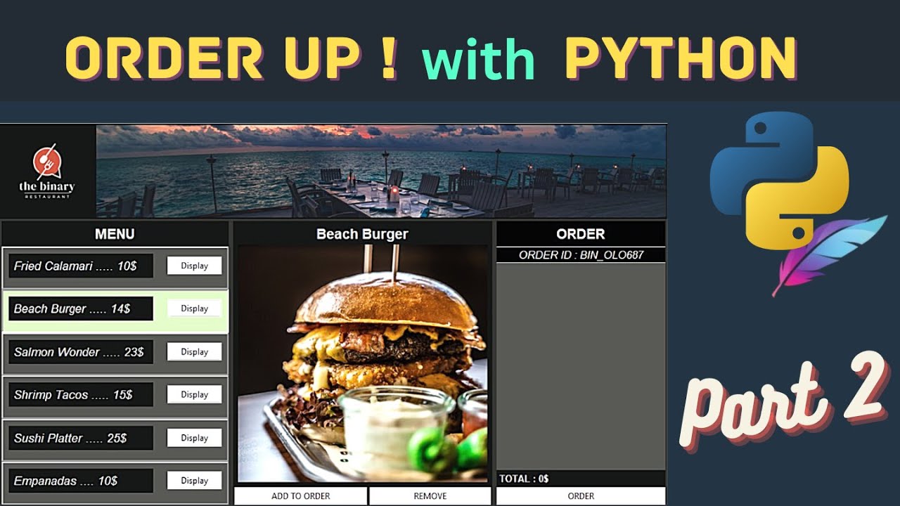 Python Tkinter Project - Restaurant Order system - Functionality Part2
