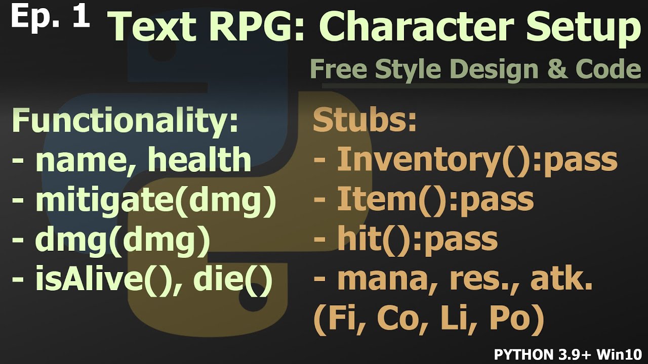Python Text RPG Ep. 1 Character Setup [Freestyle]