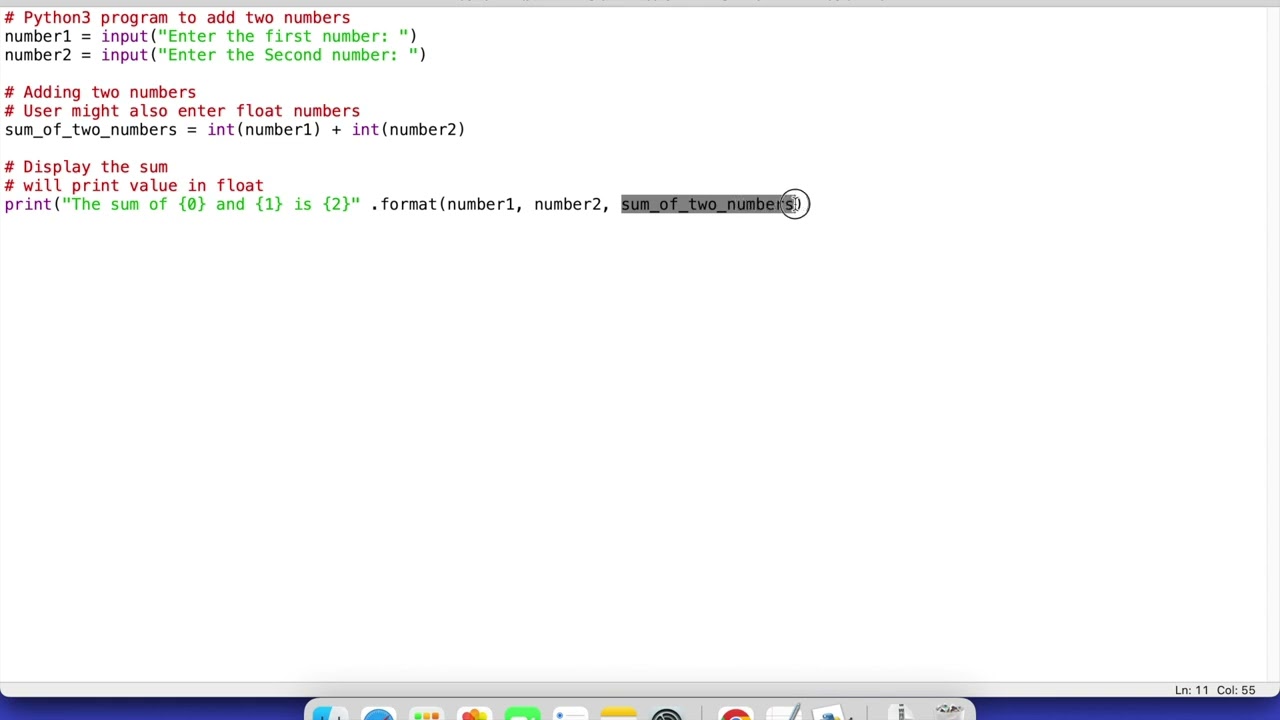 Python Program to add two numbers | Codersarts