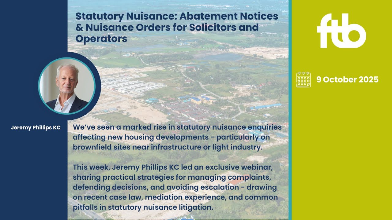 Statutory Nuisance: Abatement Notices and Noise Orders for Solicitors and Operators