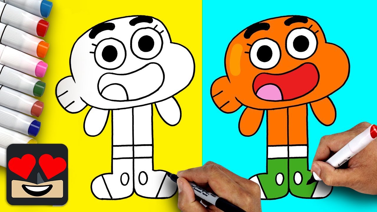 How To Draw Darwin Watterson | Draw & Color Tutorial