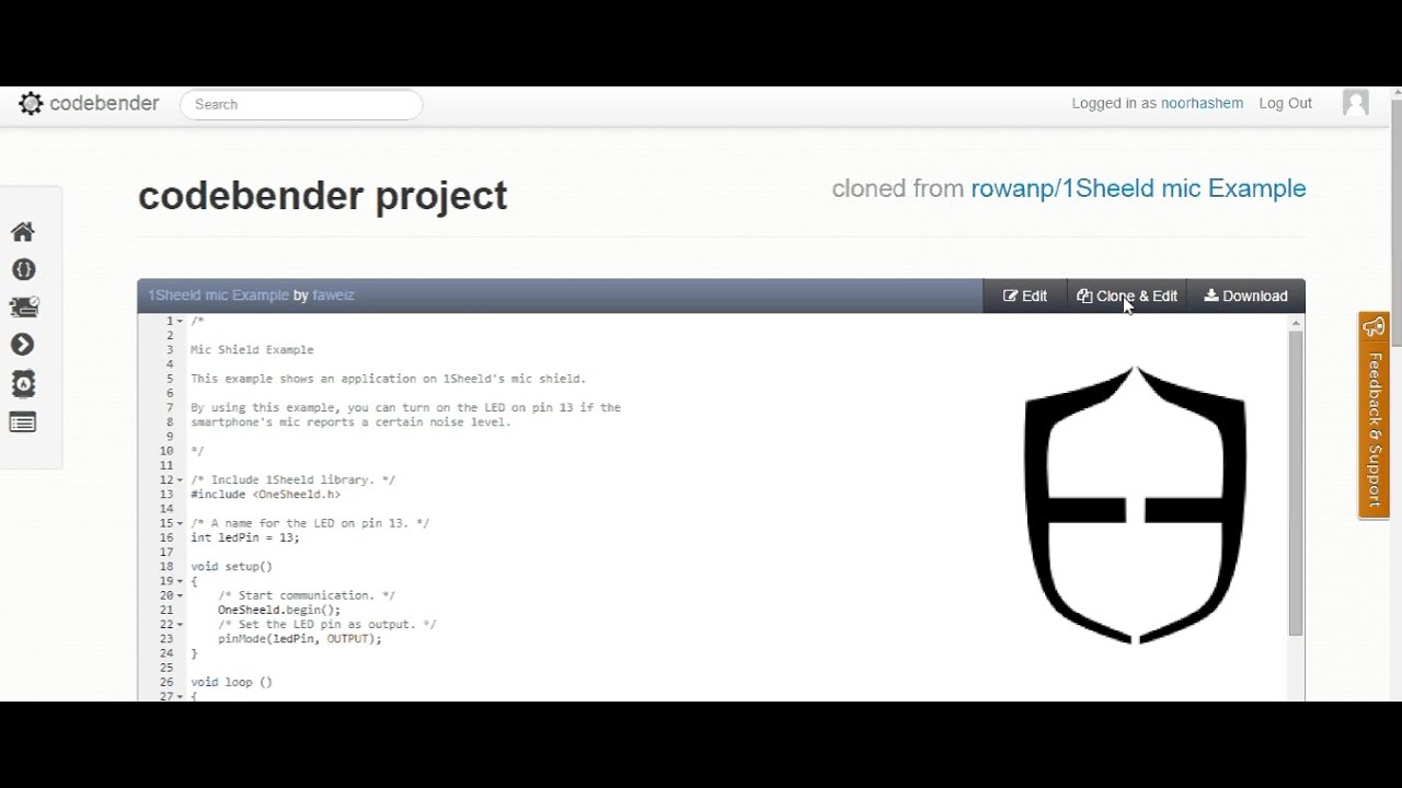 How to use 1Sheeld library in Codebender.cc sketch?