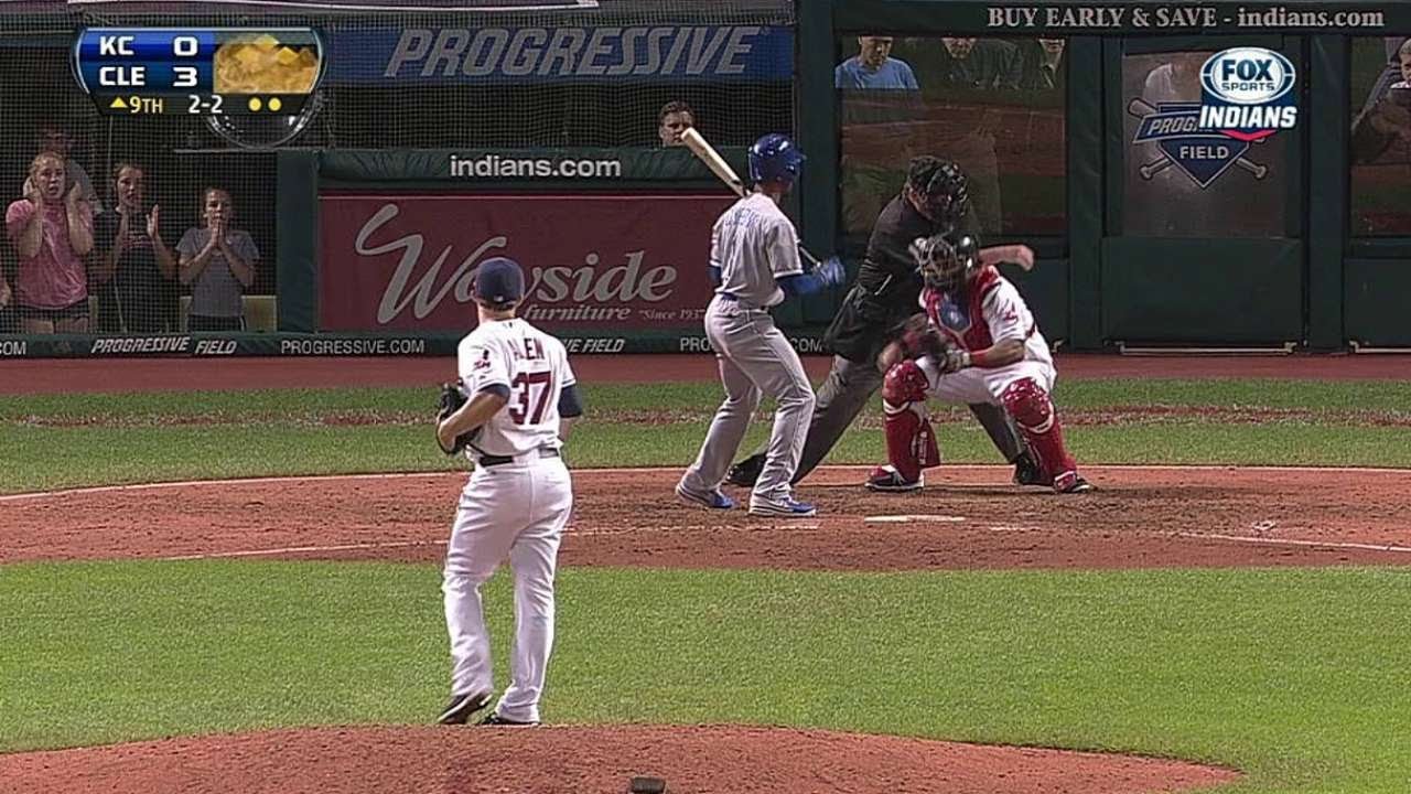 KC@CLE: Allen gets out of jam to pick up the save