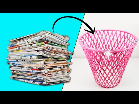 Cómo hacer una cesta o papelera con Papel Periódico || Manualidades Recicladas || Ecobrisa