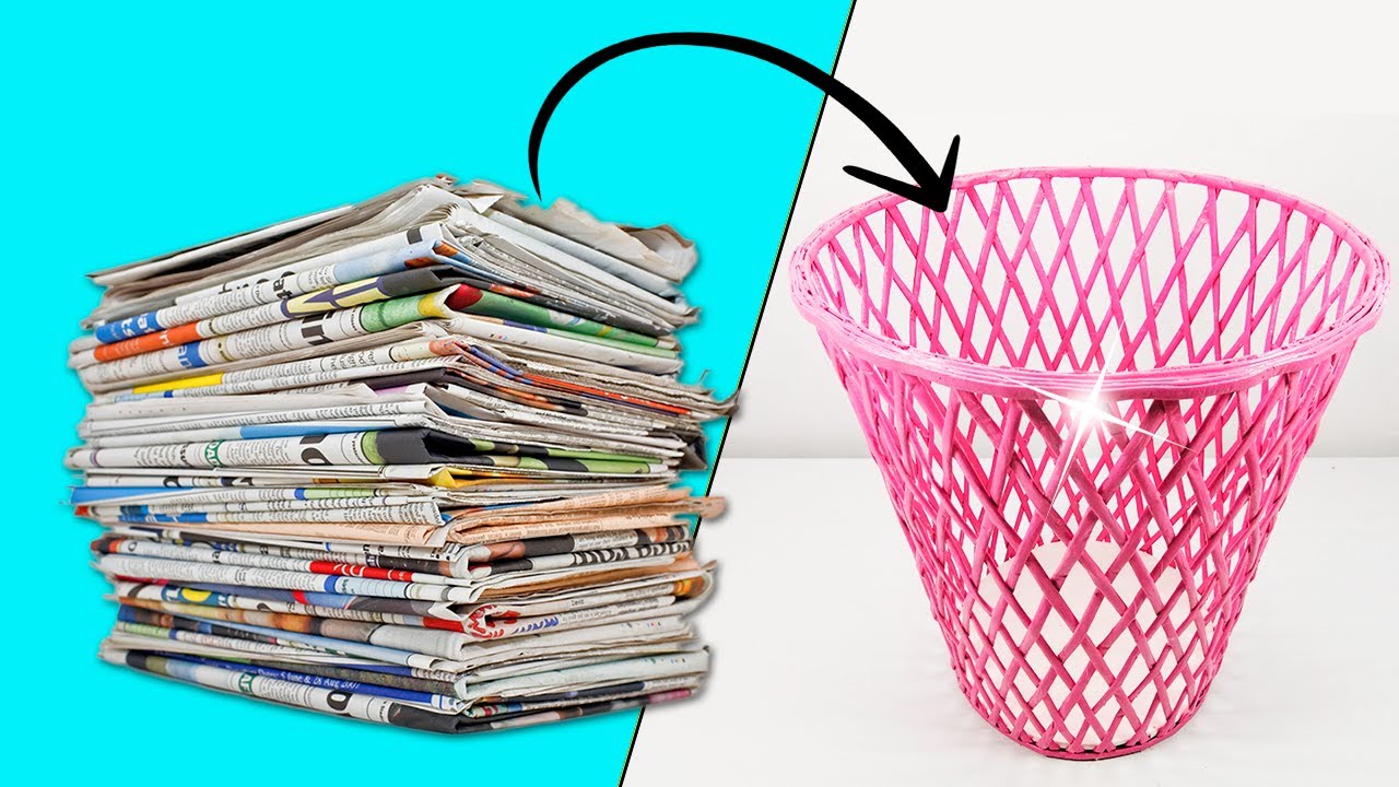 Cómo hacer una cesta o papelera con Papel Periódico || Manualidades Recicladas || Ecobrisa