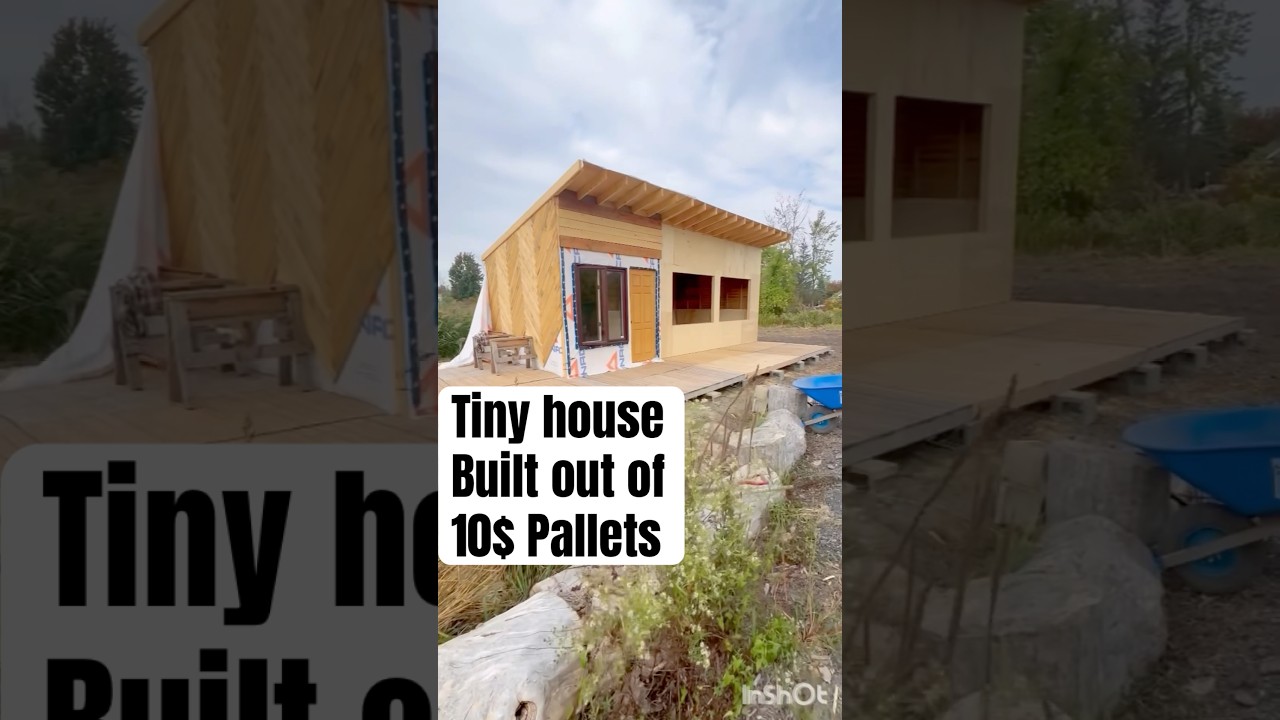 Build a tiny house with 10$ pallets #diy #tinyhouse #palletwood #offgridcabinbuild #tinyhousebuild