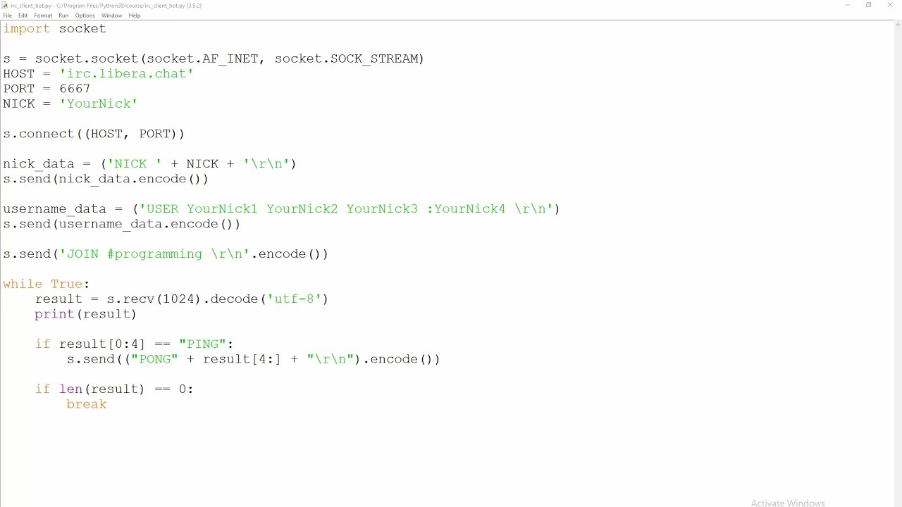 Python IRC Bot - IRC Channel Log Script