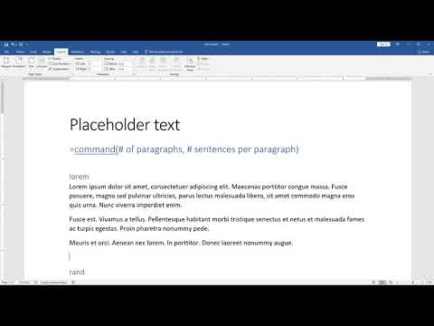Generating placeholder text in word