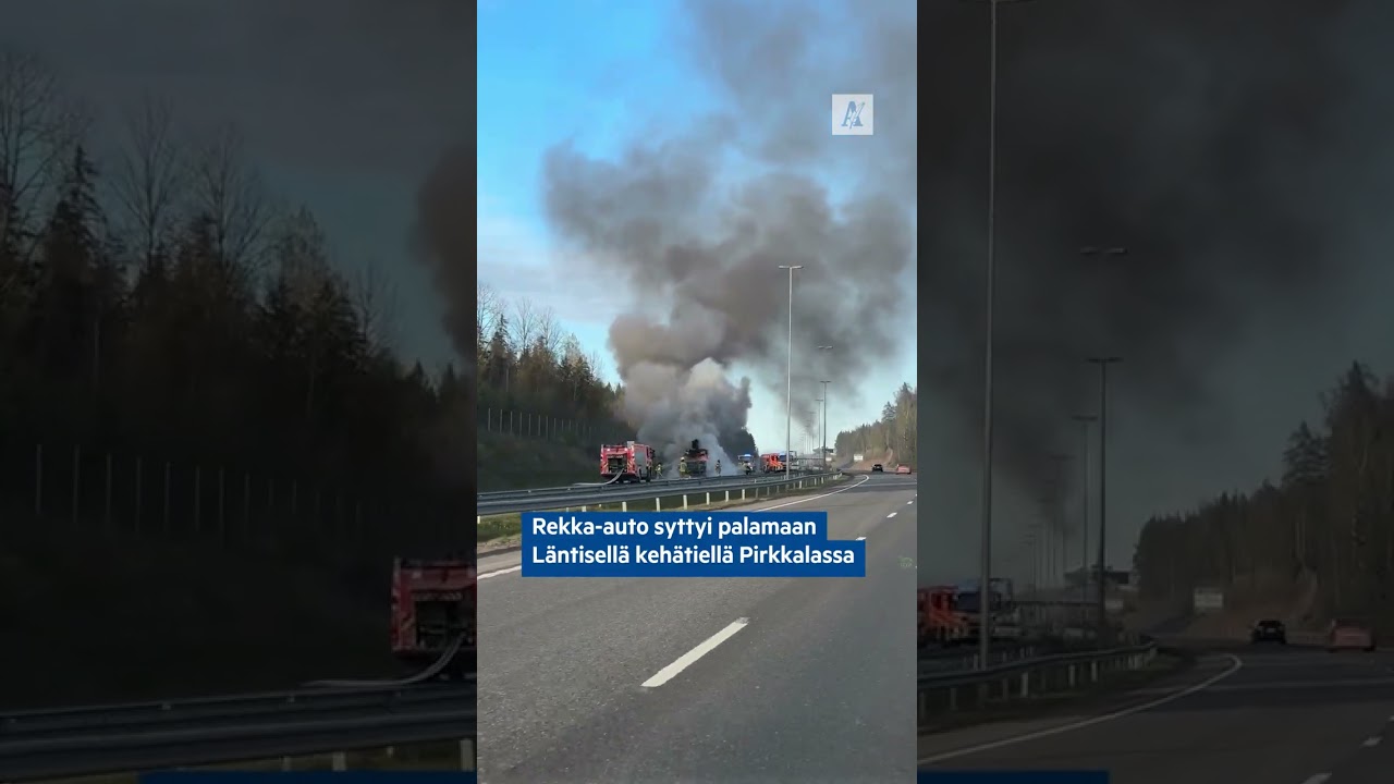 Rekka-auto syttyi palamaan Läntisellä kehätiellä Pirkkalassa #aamulehti