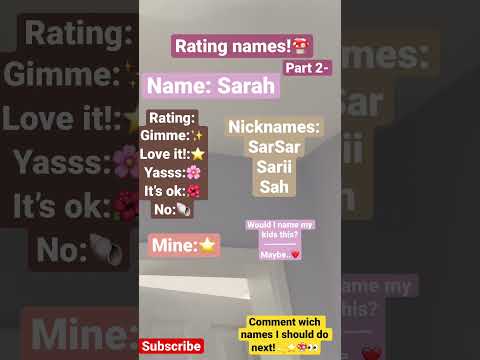 Rating names: Sarah Part 2 #youtuber #names #avatar #trending #sarah #rate #rating #love #happy