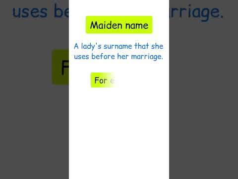 What is maiden name? | Maiden name meaning in english | #english #lesson