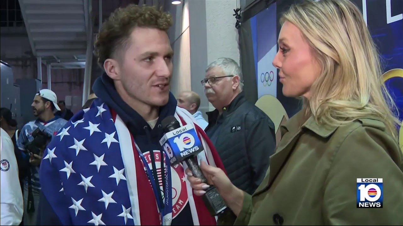 Local 10's Kacy Hintz catches up with gold medalist Matthew Tkachuk outside E11ven
