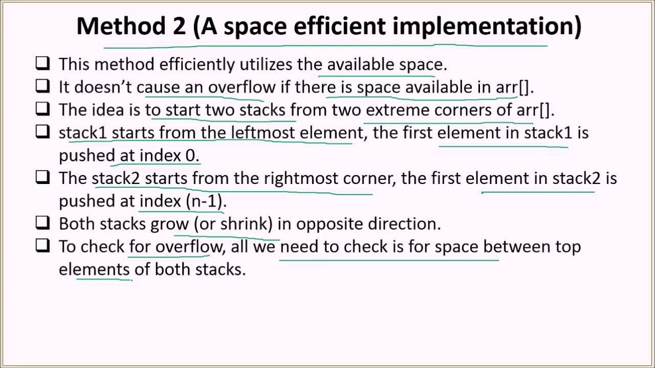 Implement two stacks in an array | GeeksforGeeks