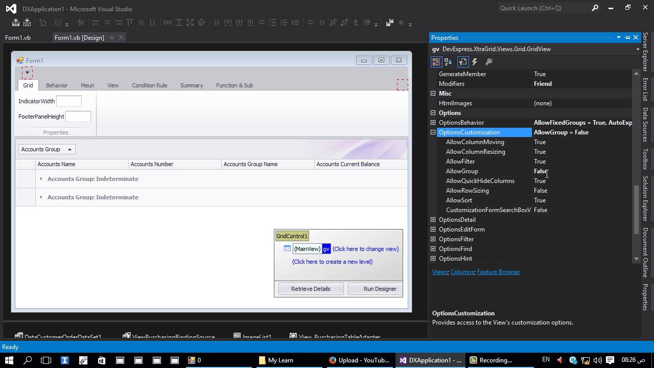 041 004 DataGrid - (Grouping) - Properties - AllowGroup Grid View