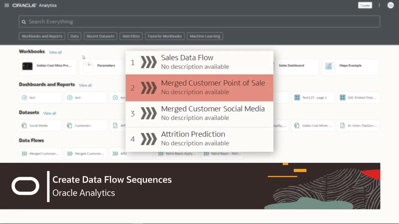 Create Data Flow Sequences in Oracle Analytics
