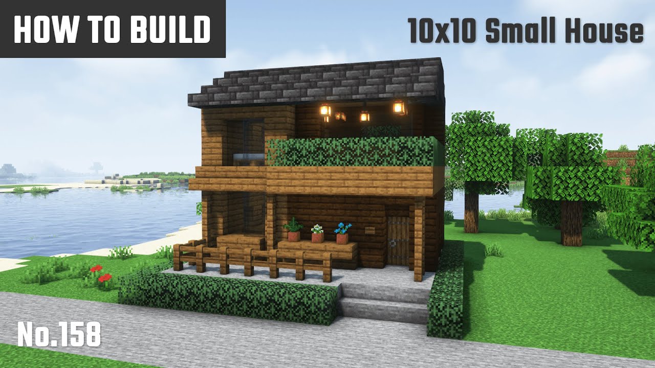 マイクラ建築：木材と石で作れる現代風の家の作り方。10x10ブロックで簡単に。No.158【Minecraft】 - Minecraft ...