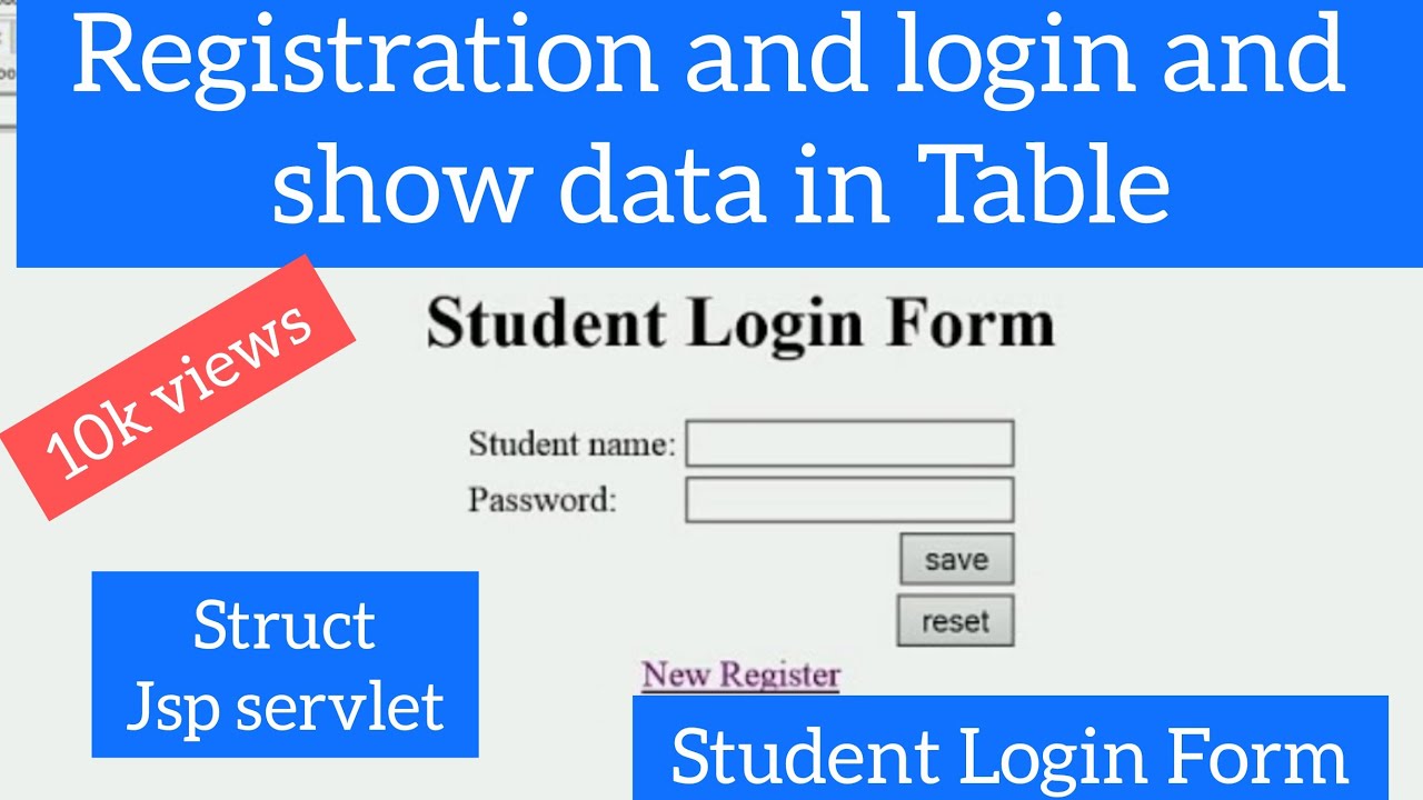 How to create login system in eclipse using struts and new user registration and show data in table