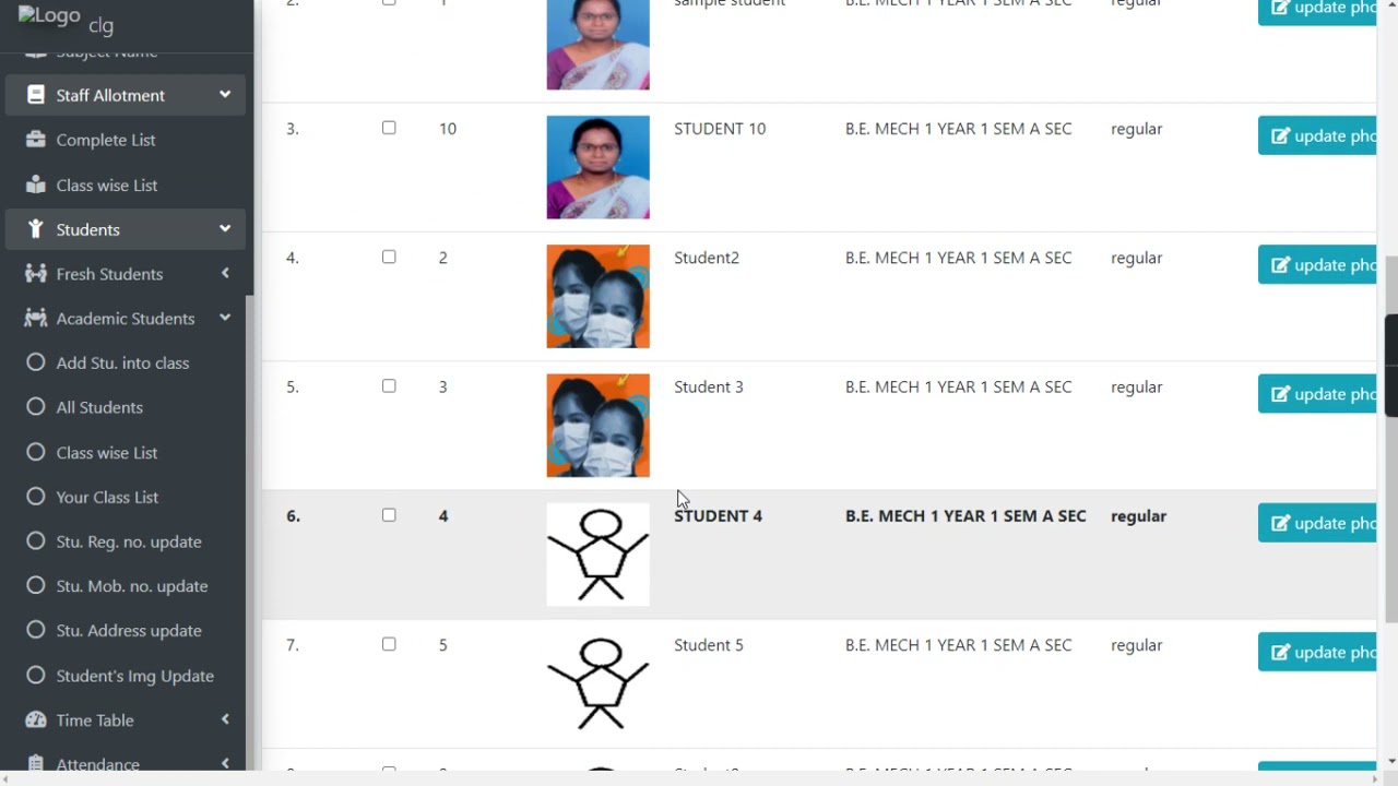 Student information system staff dashboard (login)- 1 (Part - 4)