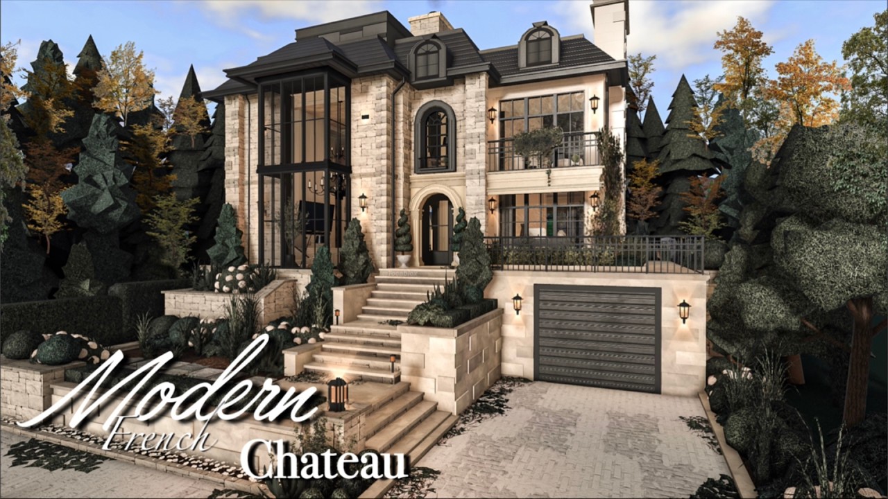 Modern French Chateau Luxury House | Bloxburg Speedbuild | Part 1