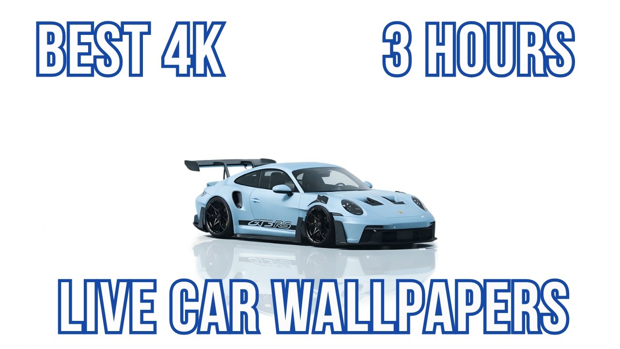 Porsche GT3 RS Baby Blue 4K Live Wallpaper (3 Hours Ambient Background)