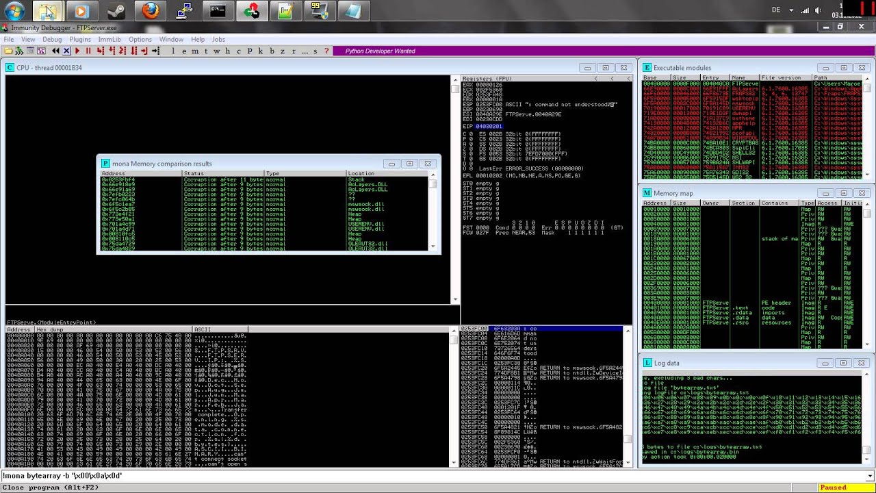 Exploit development [Finding badchars]