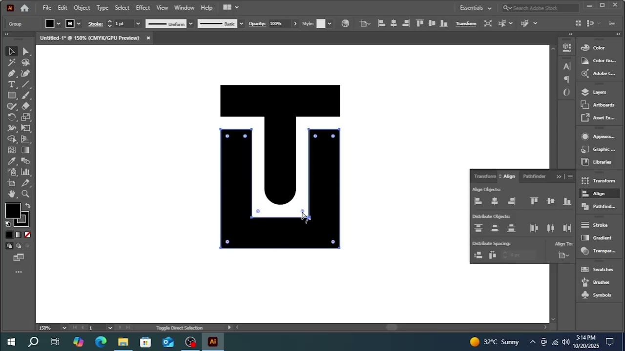How to Create UT Letter Logo in Adobe Illustrator