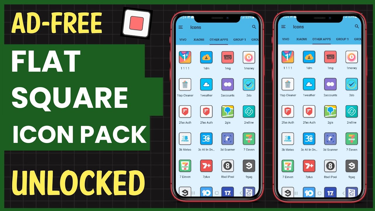 Best Free Flat Square Icon Pack App for Android