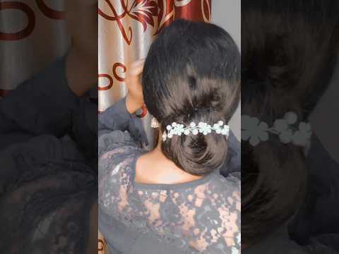 Wedding series hairstyle with flower ๐ผ #shorts #weddinghairstyles #flowerbunhairstylesforgirls โจ