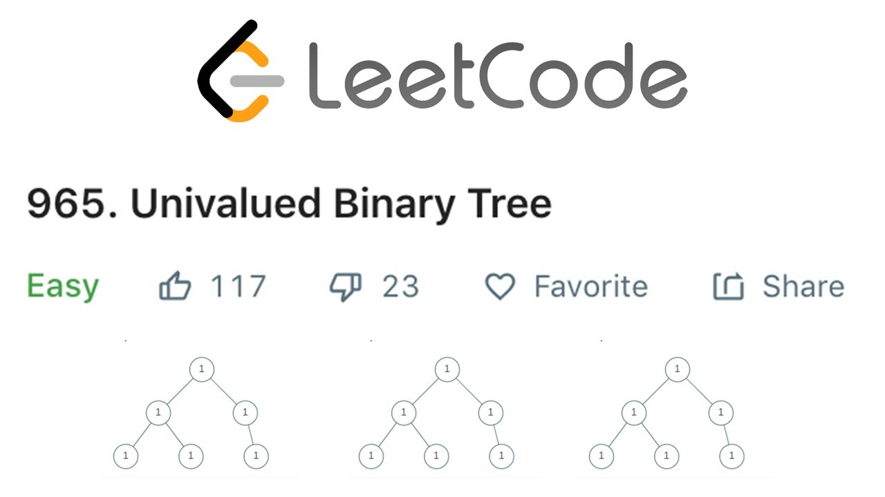 LeetCode Univalued Binary Tree Explained - Java