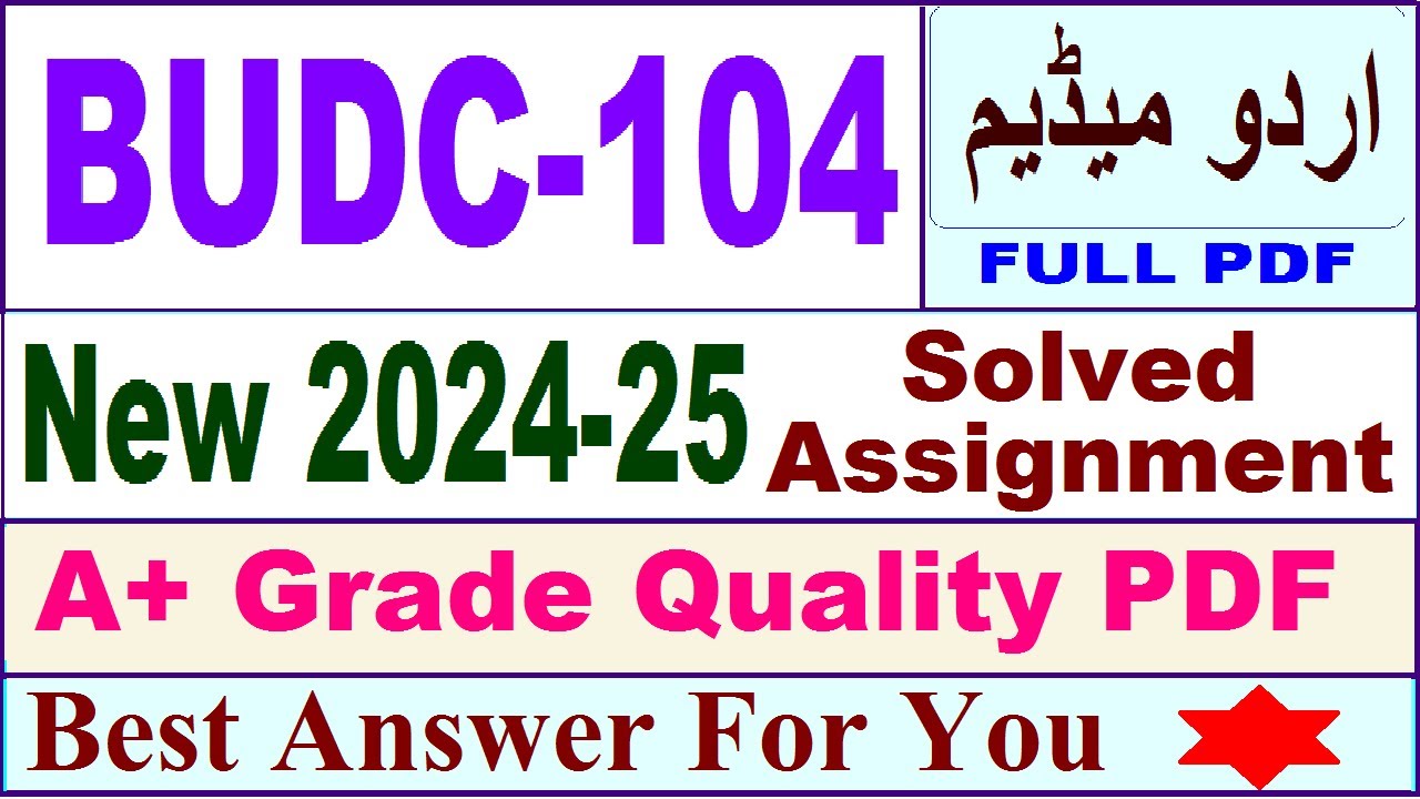 BUDC 104 solved assignment 2024-25 in Urdu || budc 104 solved assignment 2025 || budc104 2024-25