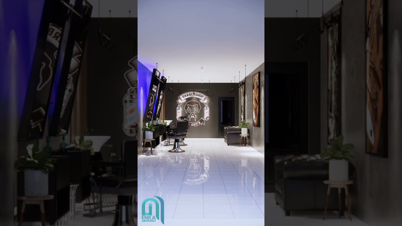 Desain Barber Shop di Kios Berukuran 4x10 meter..