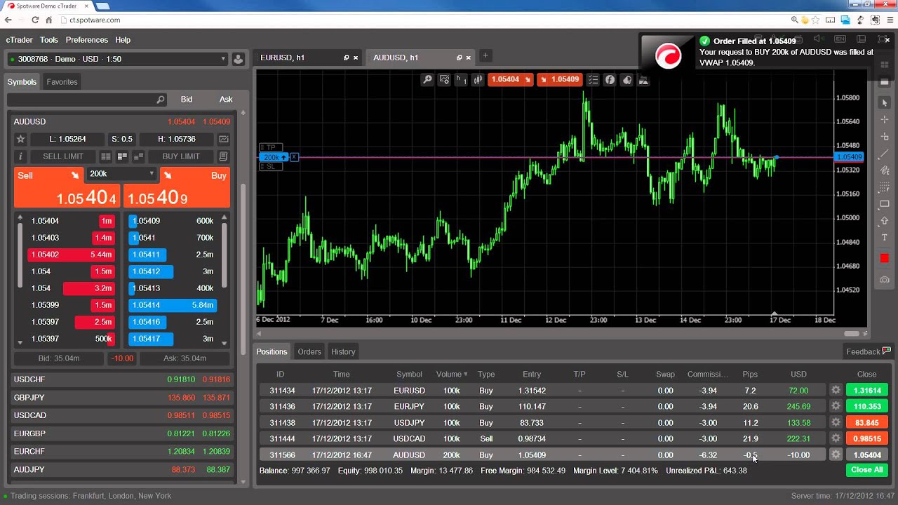 cTrader Web - QuickTrade