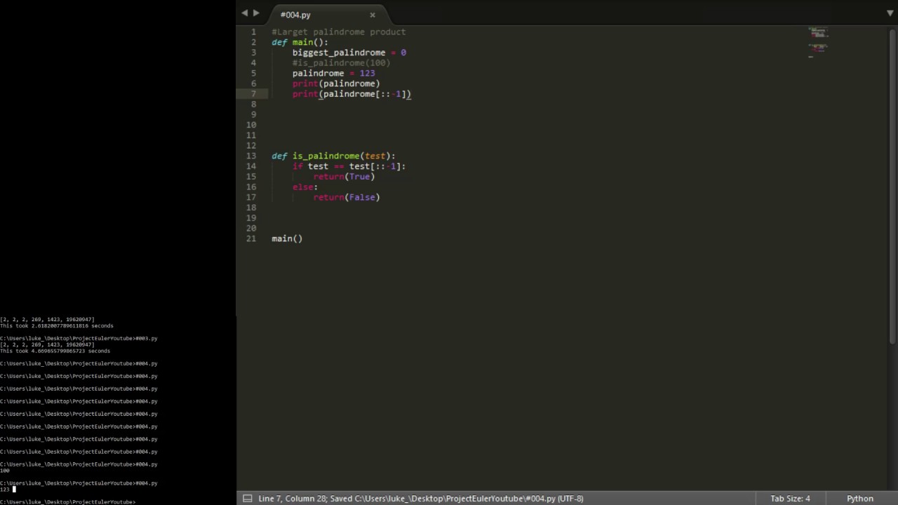 Python Beginner tutorial series using project Euler #4 - Largest Palindrome Product