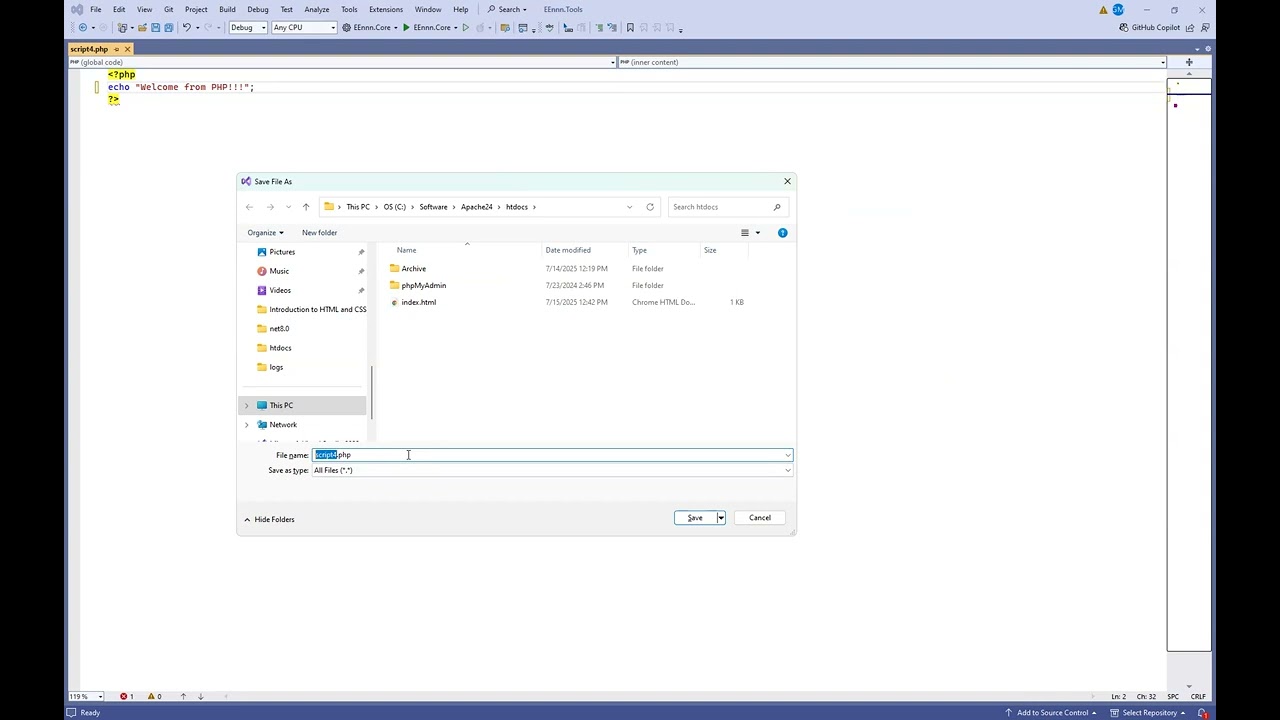 Apache Web Server (Windows index.php)