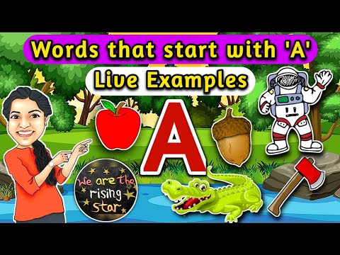 Words that start with A | letter A words for kids | Live Examples | WATRstar