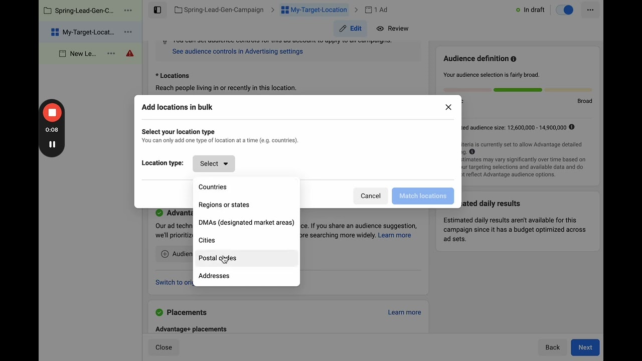 Adding ZIP Codes to Facebook Ads Location Targeting