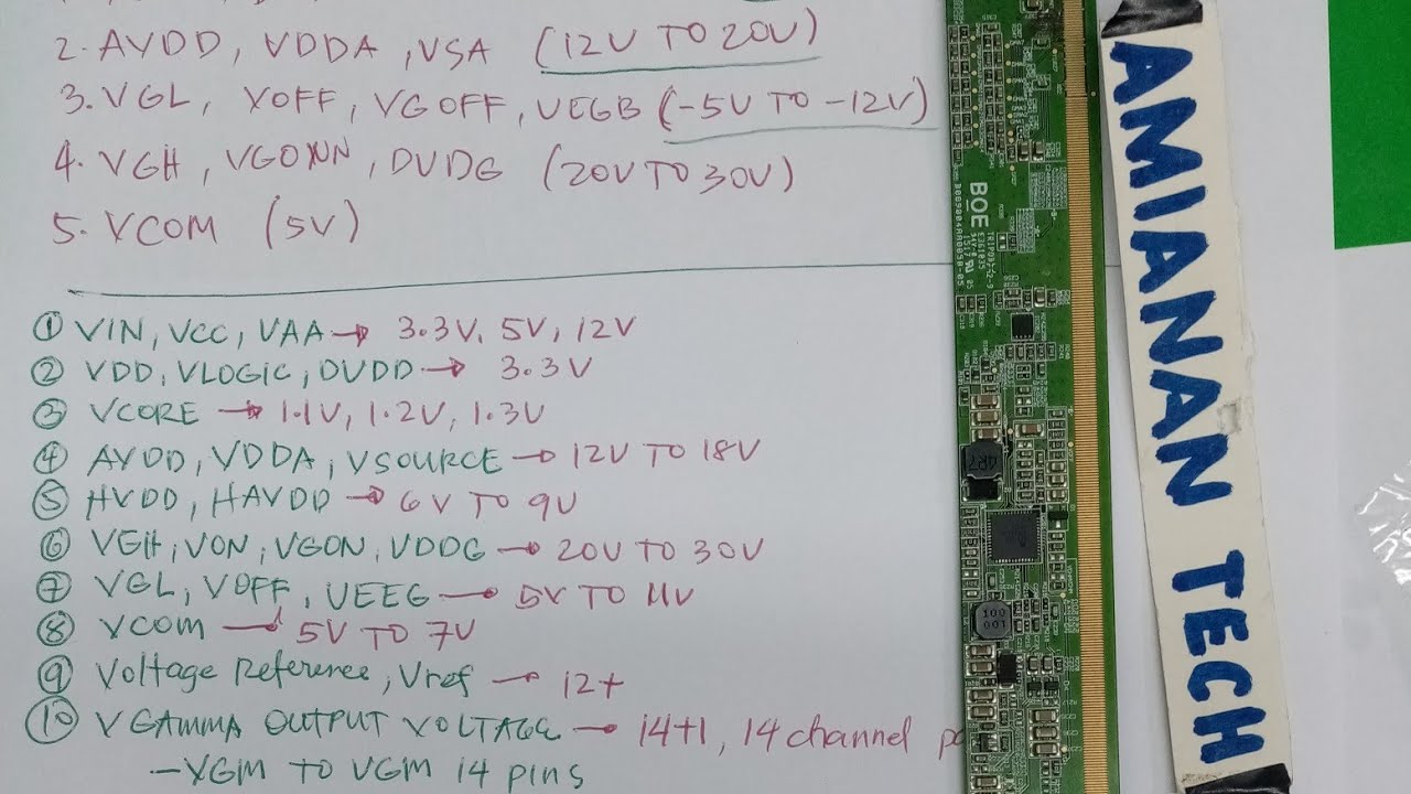 Led lcd tv t-con voltage and different names