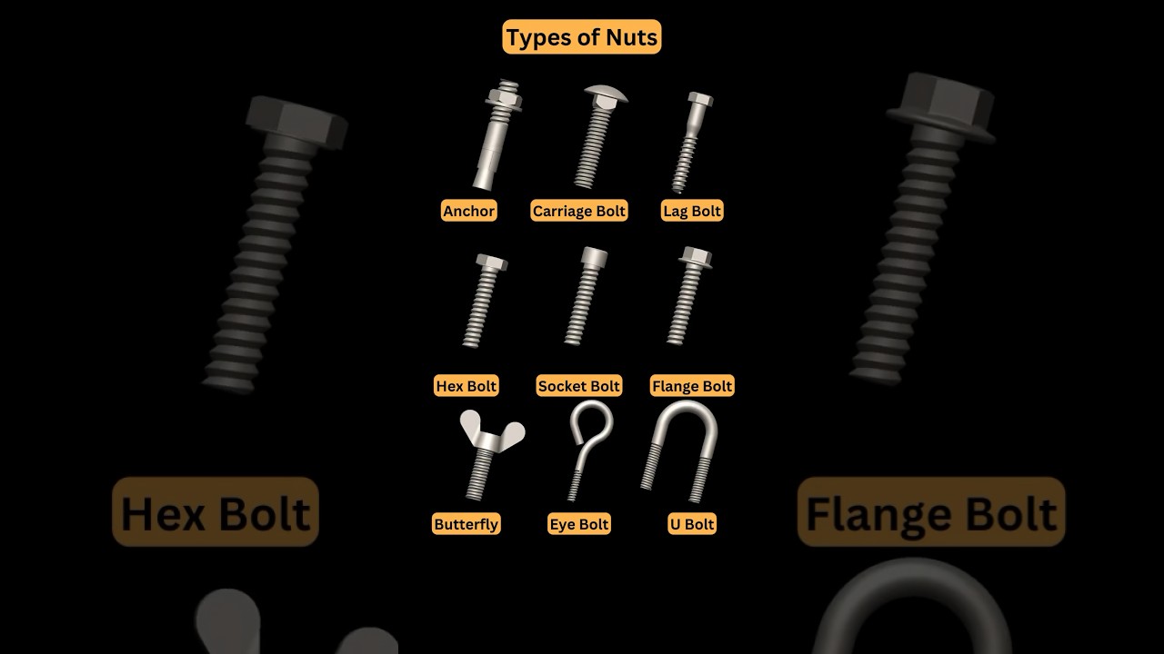 Types of Bolts 🔩 #cad #engineering #mechanical #3dvisual #visualization #3dprinting #bolt #3dcad