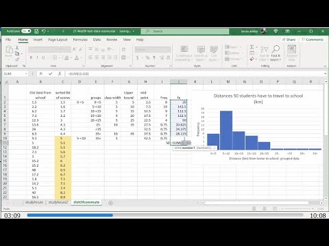 calculating mean and median with MS Excel
