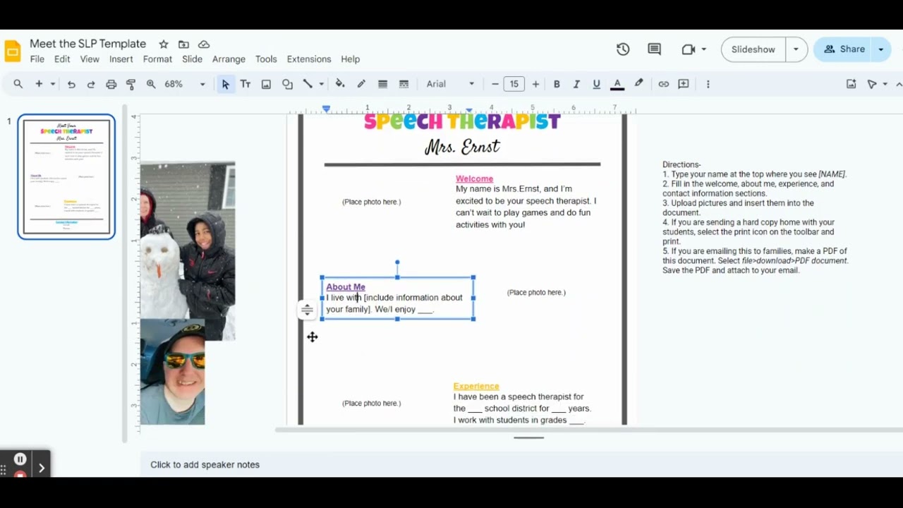 How to Make a Meet the SLP Poster