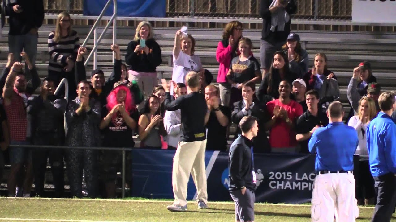 Coach Jamie Steele Celebrates with Ursinus College Fans - 5.6.15