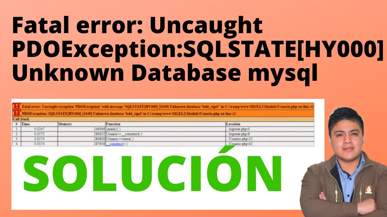 Solución a Fatal error: Uncaught PDOException: SQLSTATE[HY000] Unknown Database mysql