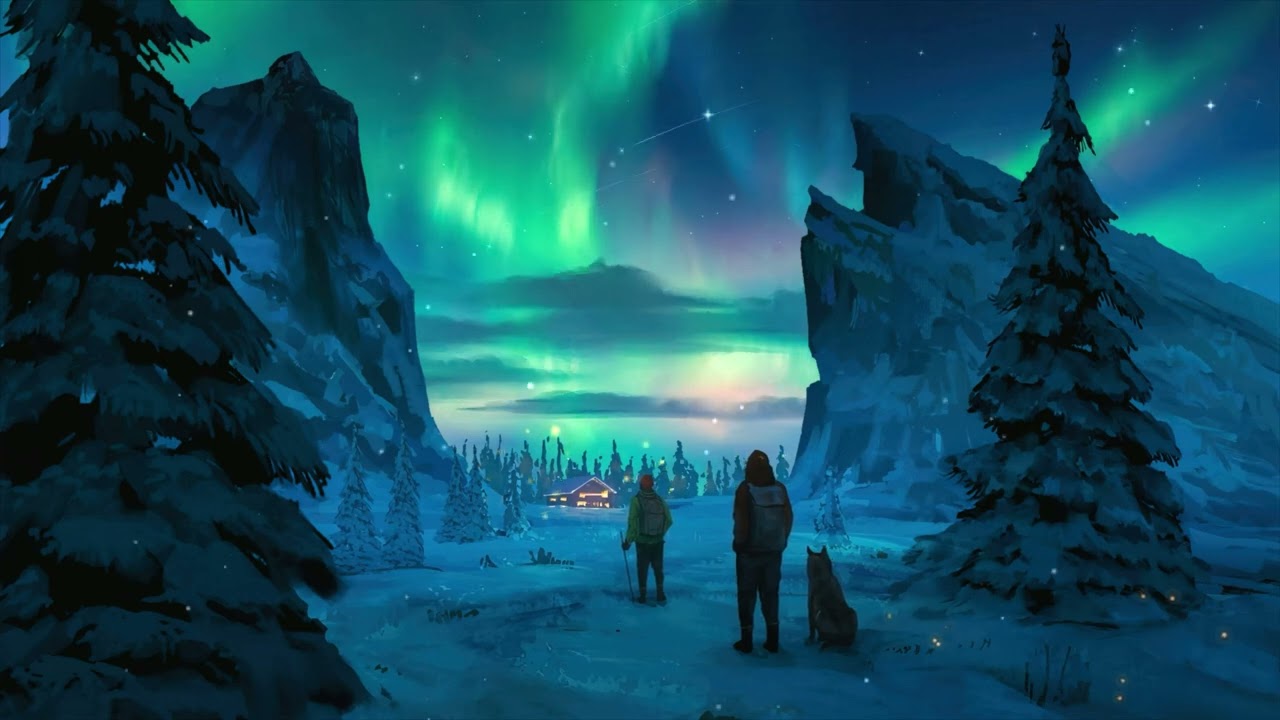 travelers northern lights in norway  4k LIve wallpaper