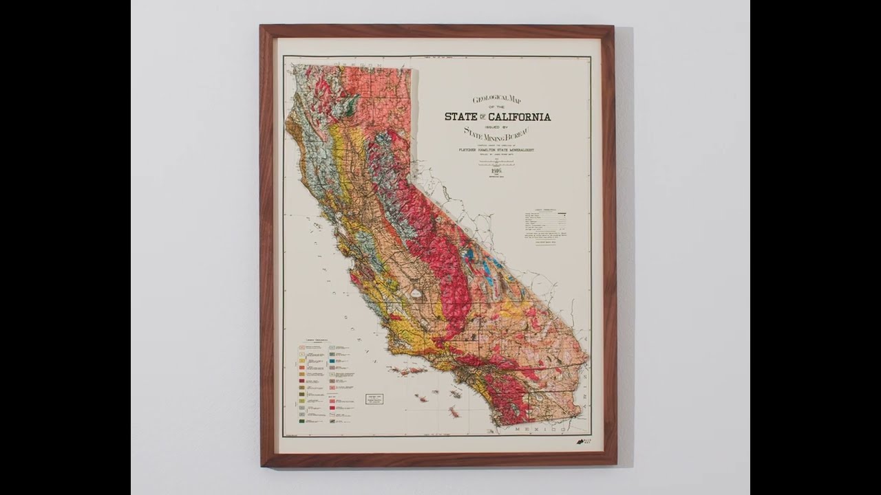 1916 California Map in 3D Raised Relief