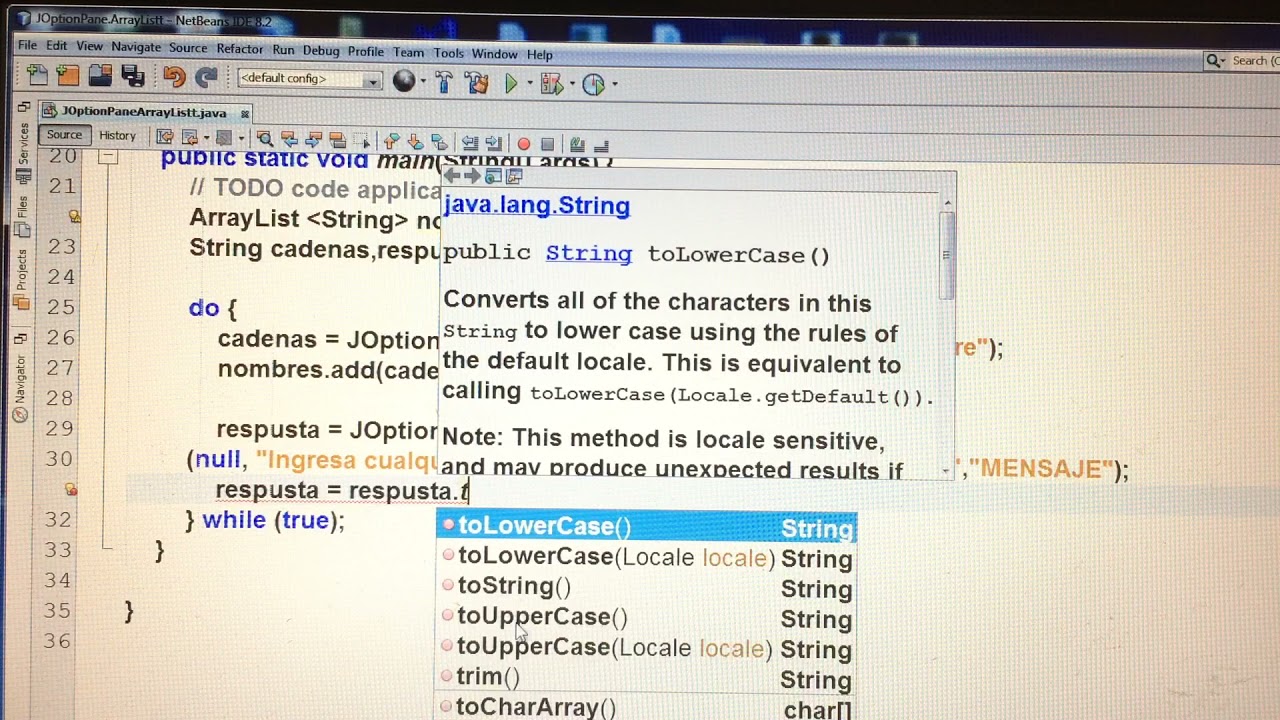 Joptionpane ArrayList java netbeans